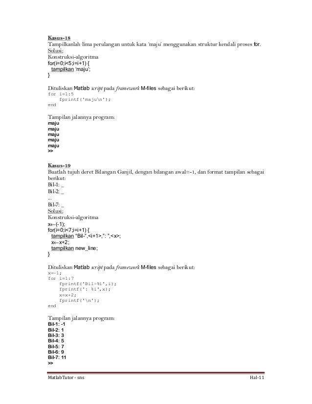 Matlab tutor sns77_utama | PDF