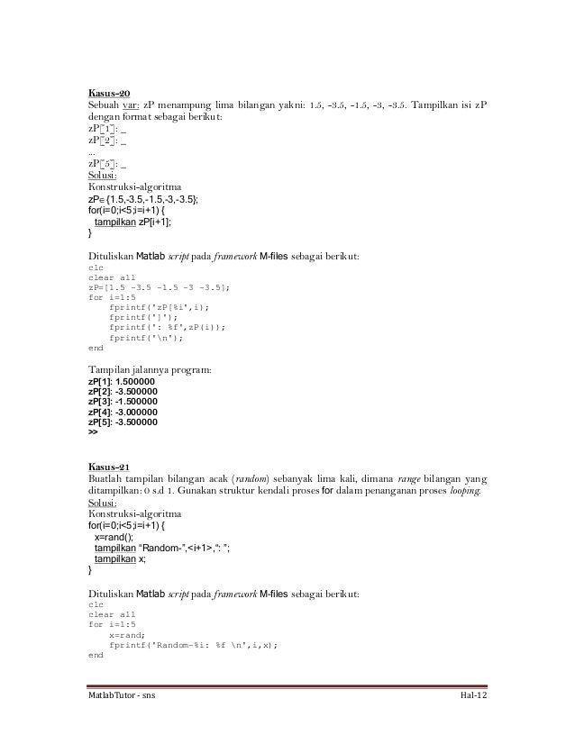 Matlab tutor sns77_utama | PDF