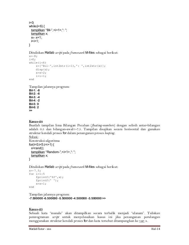 Matlab tutor sns77_utama | PDF