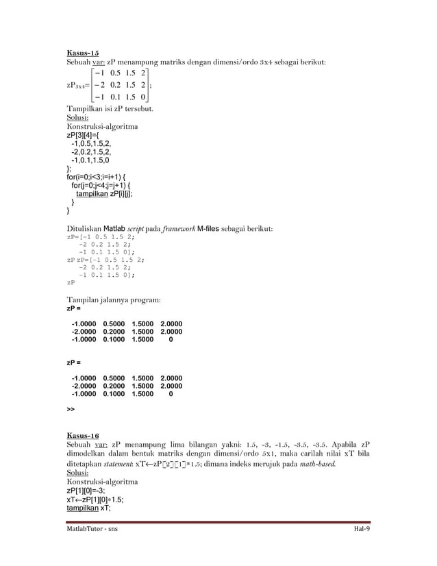 Matlab tutor sns77_utama | PDF