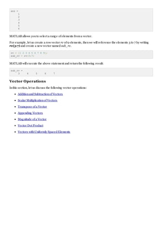 Matlab vectors | PDF | Physics | Science