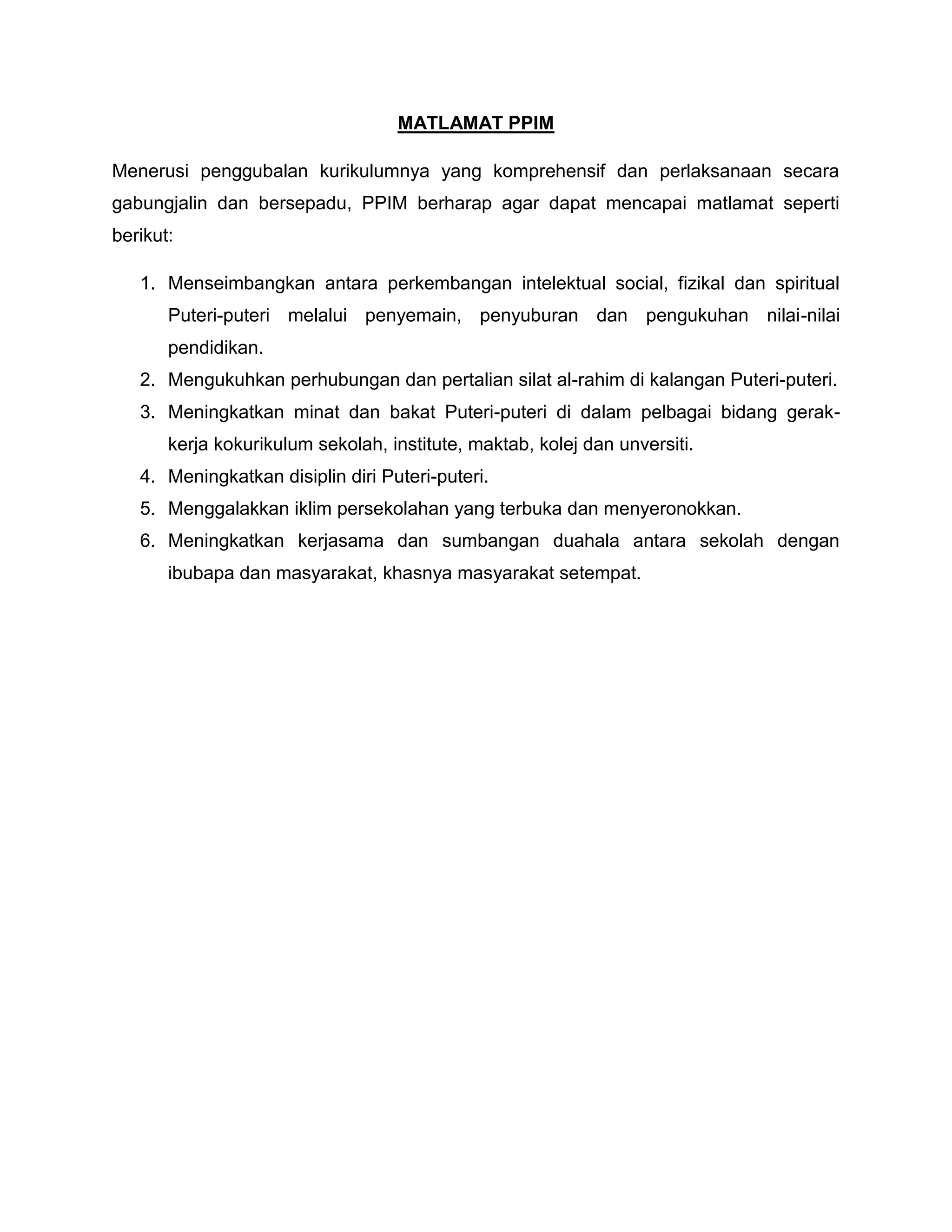 Matlamat ppim | DOCX