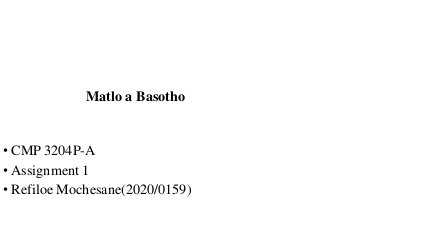 Matlo a Basotho | PPTX