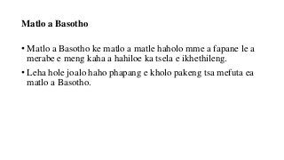 Matlo a Basotho | PPTX