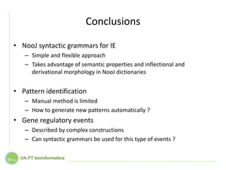 Syntactic-semantic analysis for information extraction in biomedicine | PPT