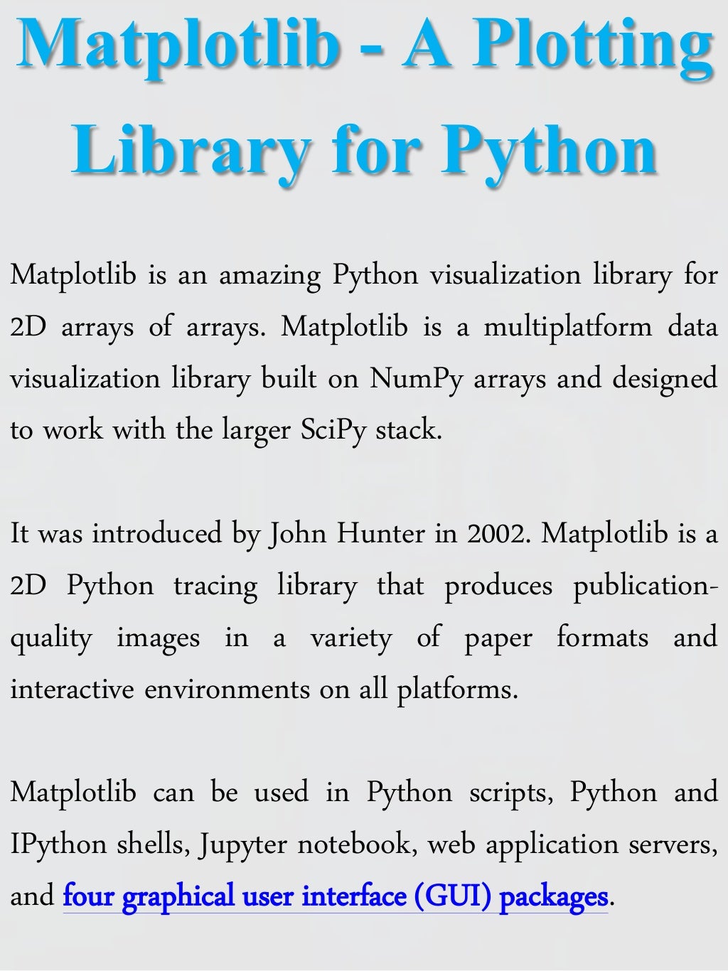 Matplotlib a plotting library for python