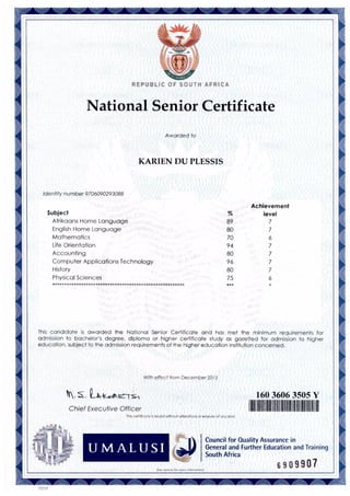 Matric Certificate | PDF