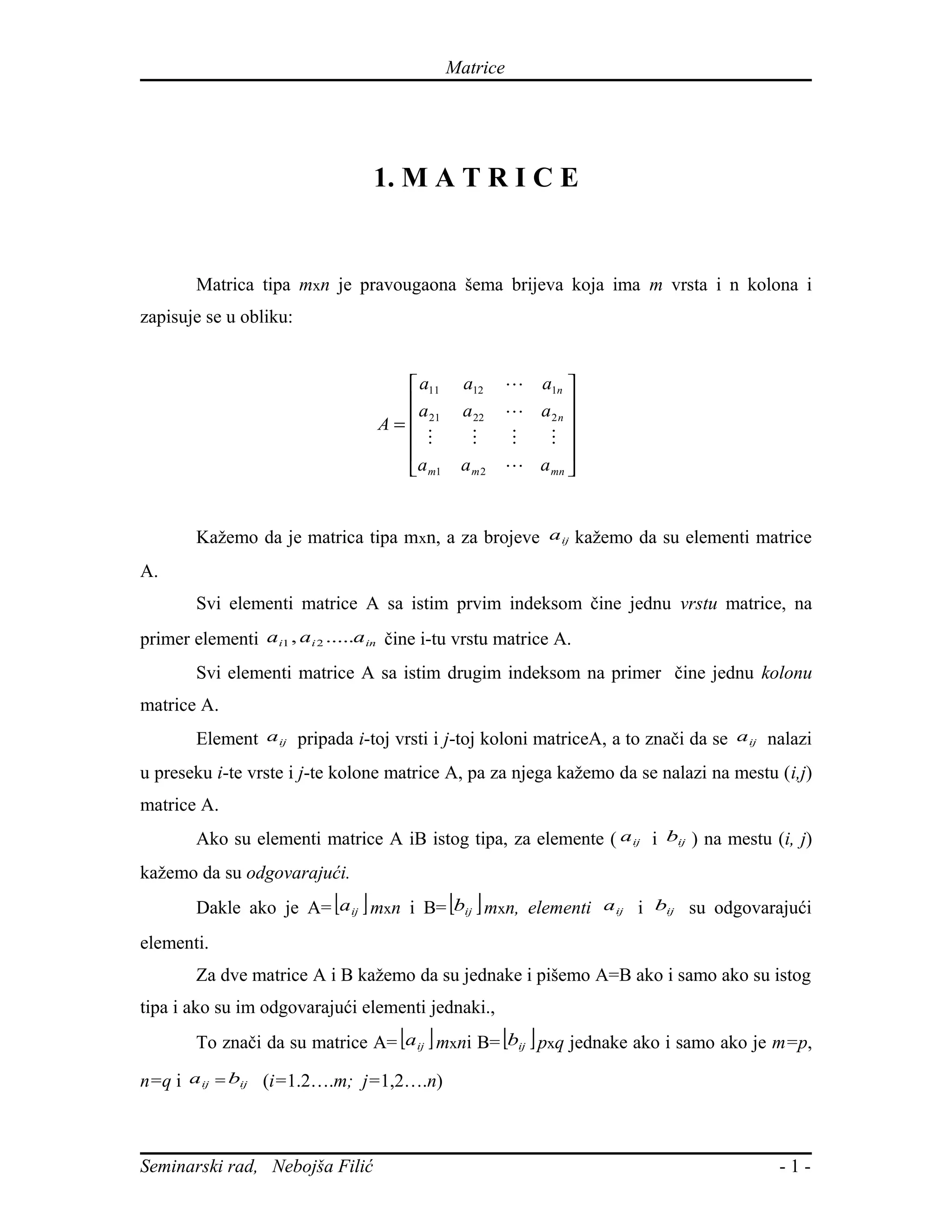 Matrice matematika | DOC