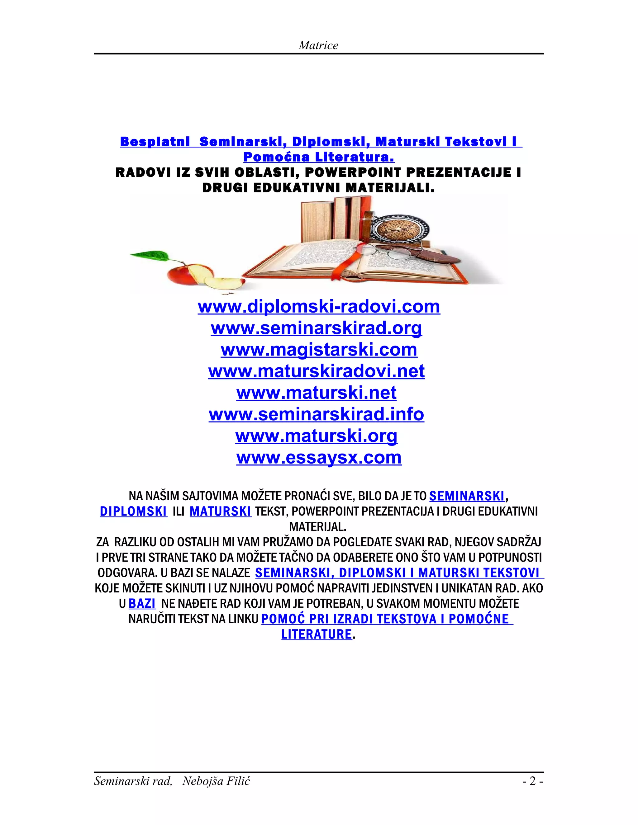 Matrice matematika | PDF