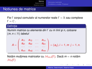 Matrice determinanti sisteme liniare | PPT