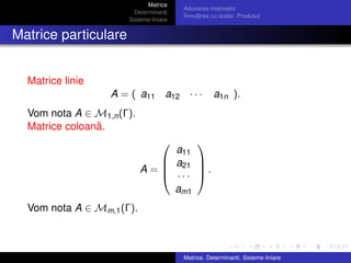 Matrice determinanti sisteme liniare | PPT