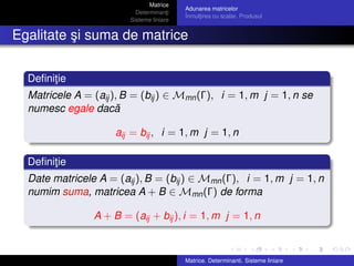 Matrice determinanti sisteme liniare | PPT