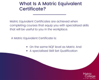 Matric Equivalent Courses | PPT