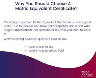 Matric Equivalent Courses | PPT