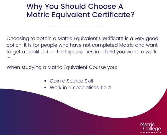 Matric Equivalent Courses | PPT