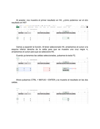 Operacion con matrices en Excel | PDF