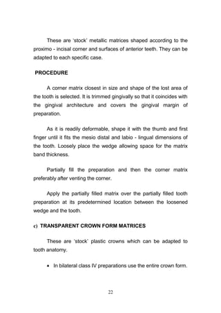Matrices/ orthodontic course by indian dental academy | DOC