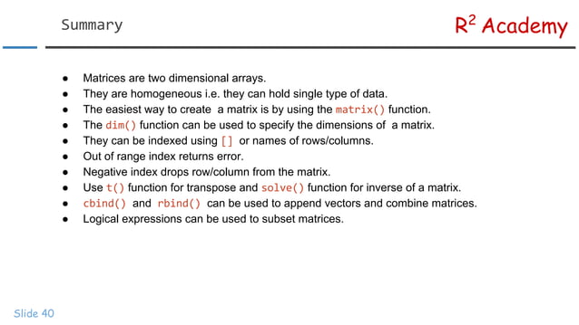 R Programming: Introduction to Matrices | PDF