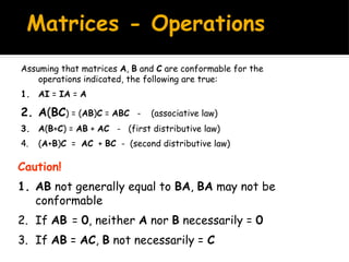 matrices, determinant singular and non singulr | PPT