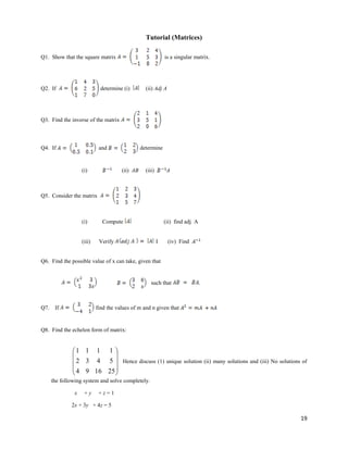 Comprehensive Study of Matrices: Definitions, Operations, and ...