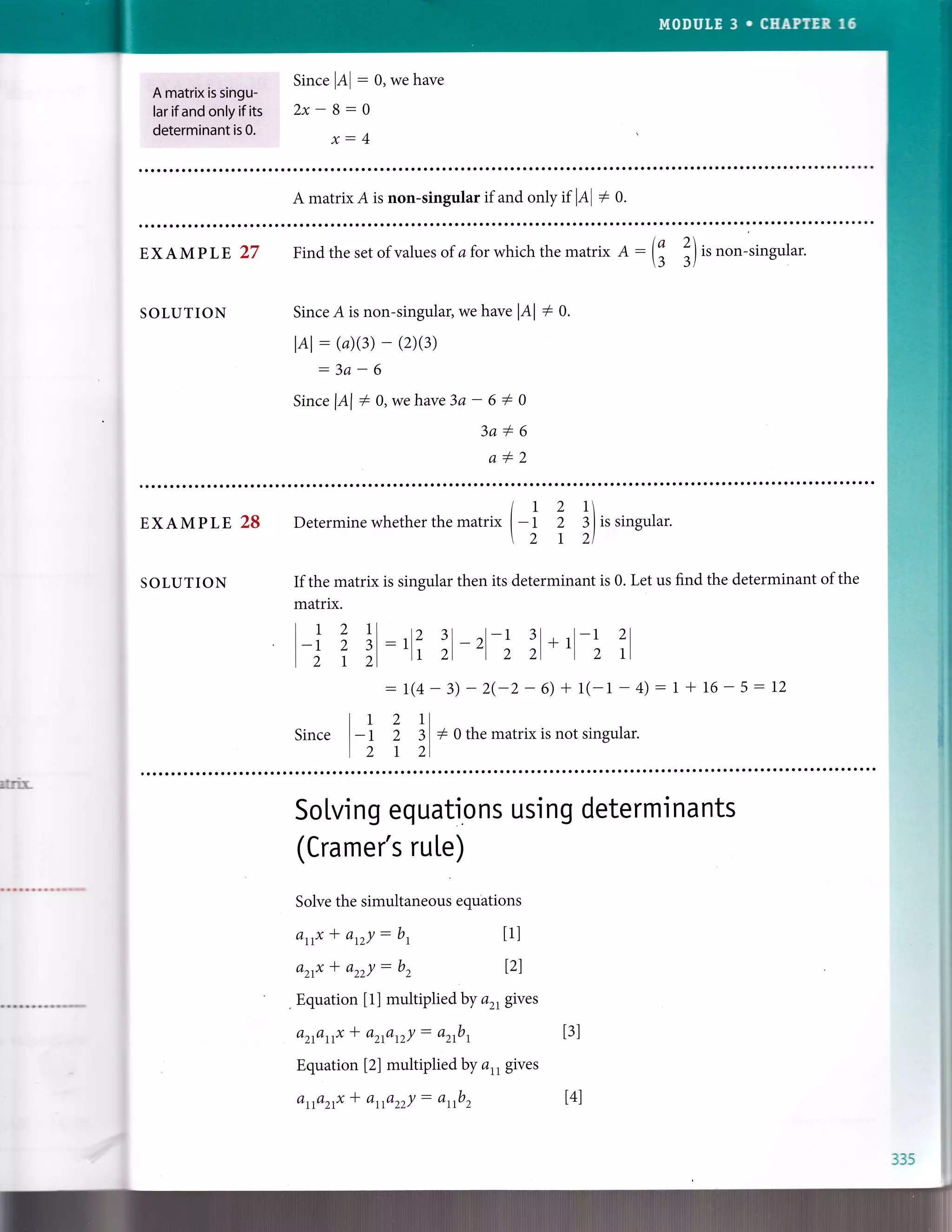Matrices - Cramer's Rule | PDF