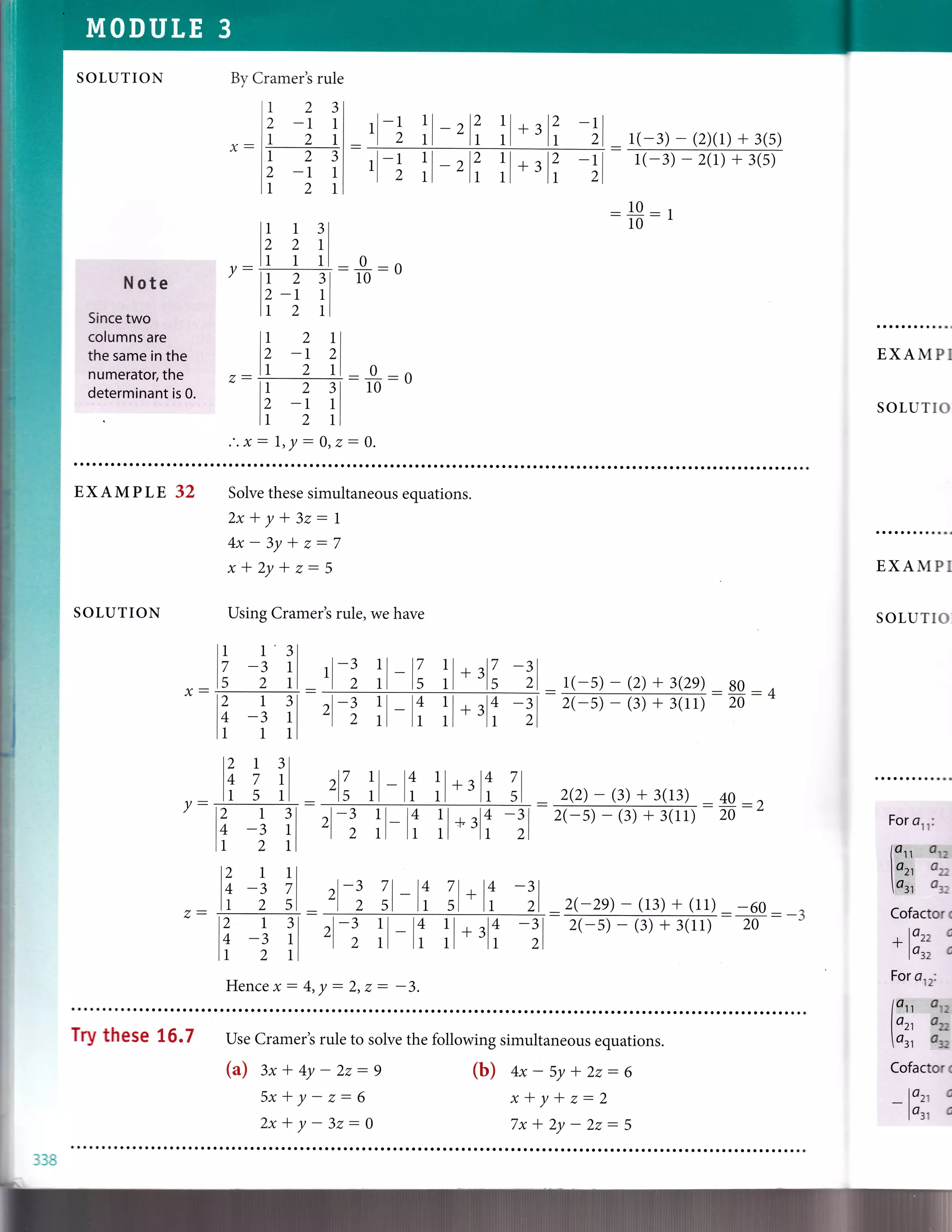 Matrices - Cramer's Rule | PDF