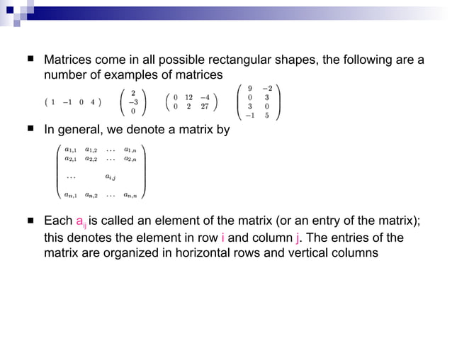 Matrices And Application Of Matrices Ppt