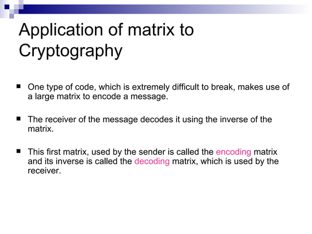 Matrices And Application Of Matrices | PPT