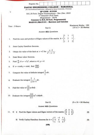 Matrices and Calculus | PDF