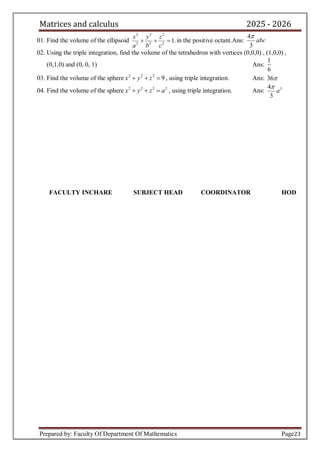 24MA101-MATRICES AND CALCULUS- SEMESTER I | PDF