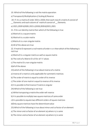 Mcqs -Matrices and determinants | PDF