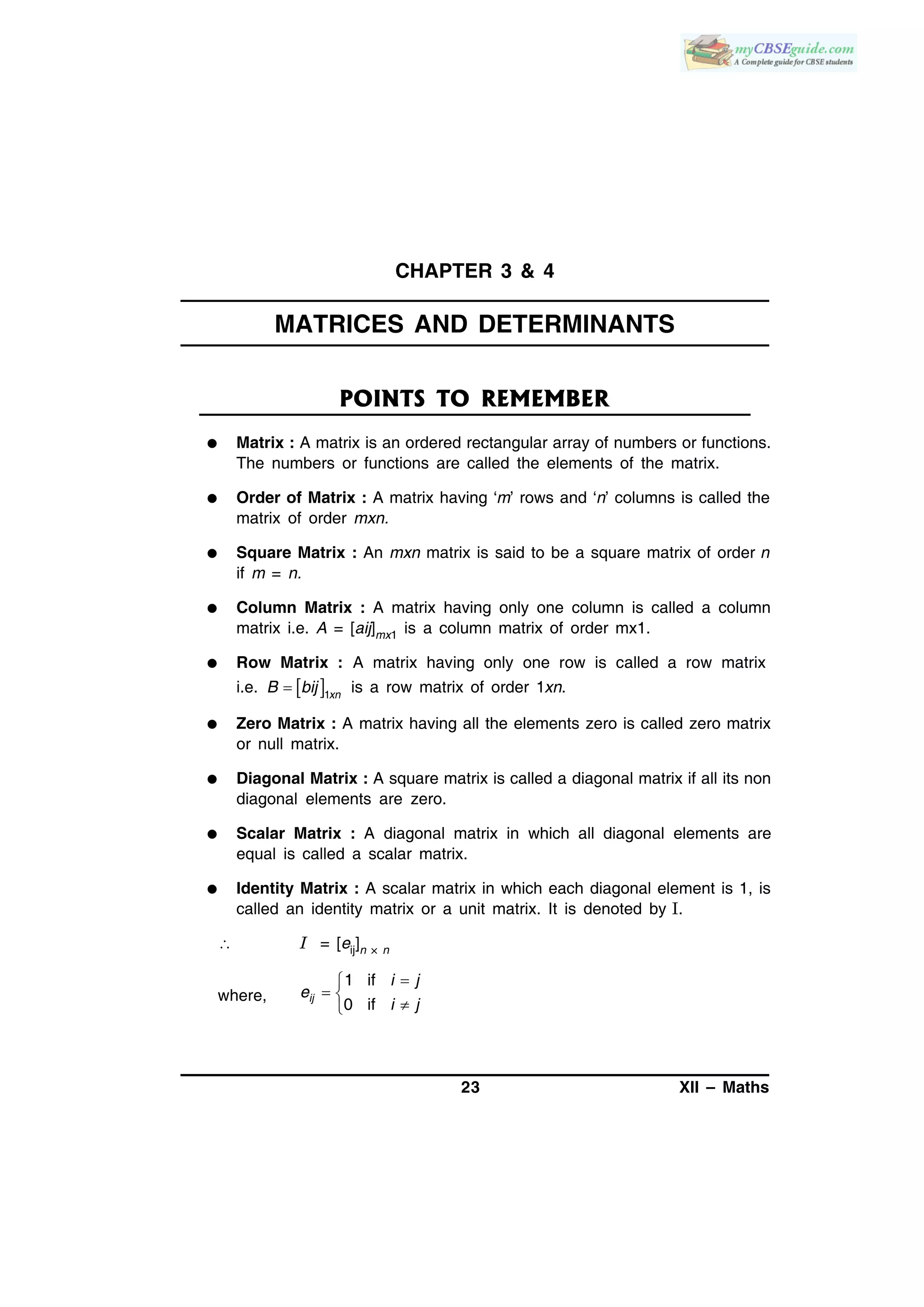 Matrices and determinants_01 | PDF
