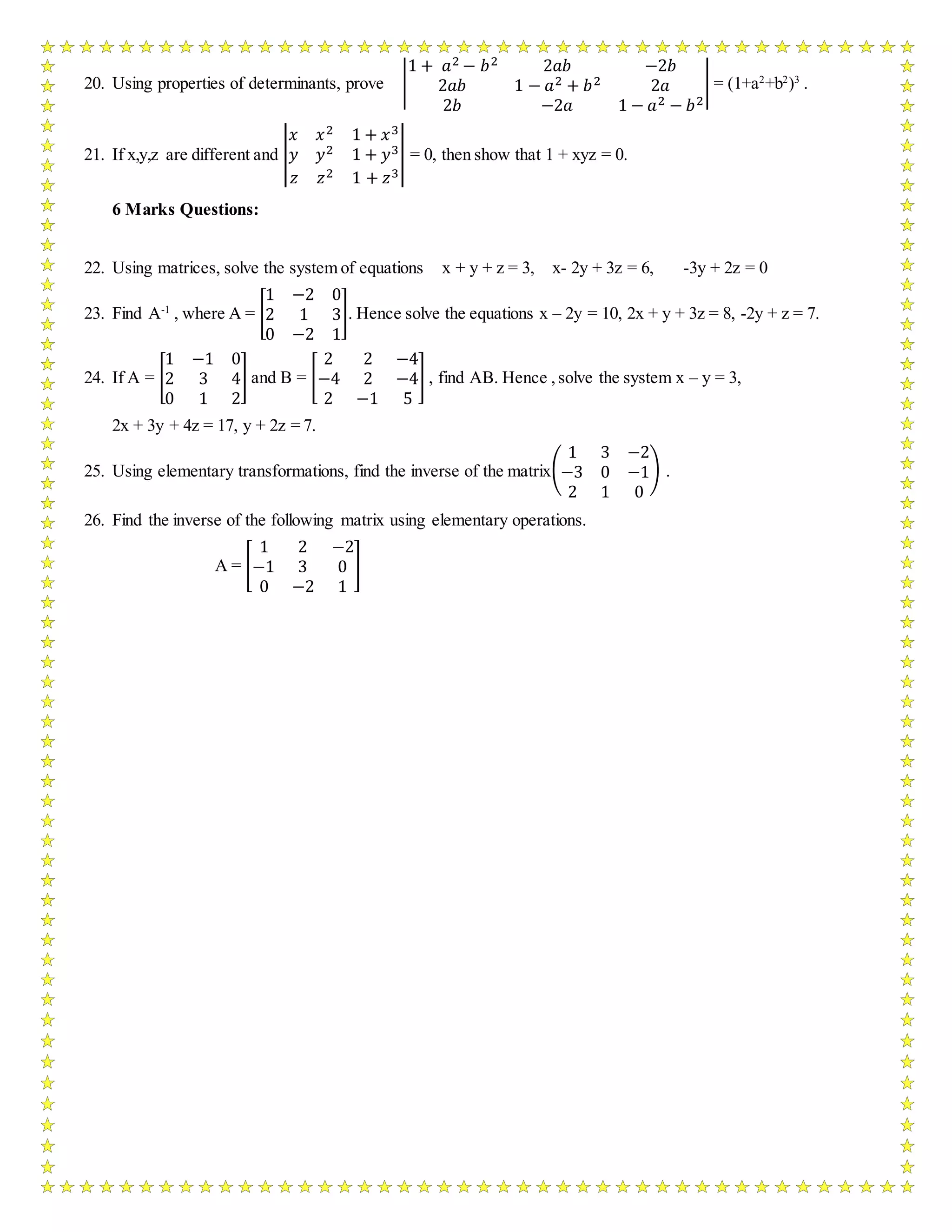Matrices and determinants assignment | DOCX