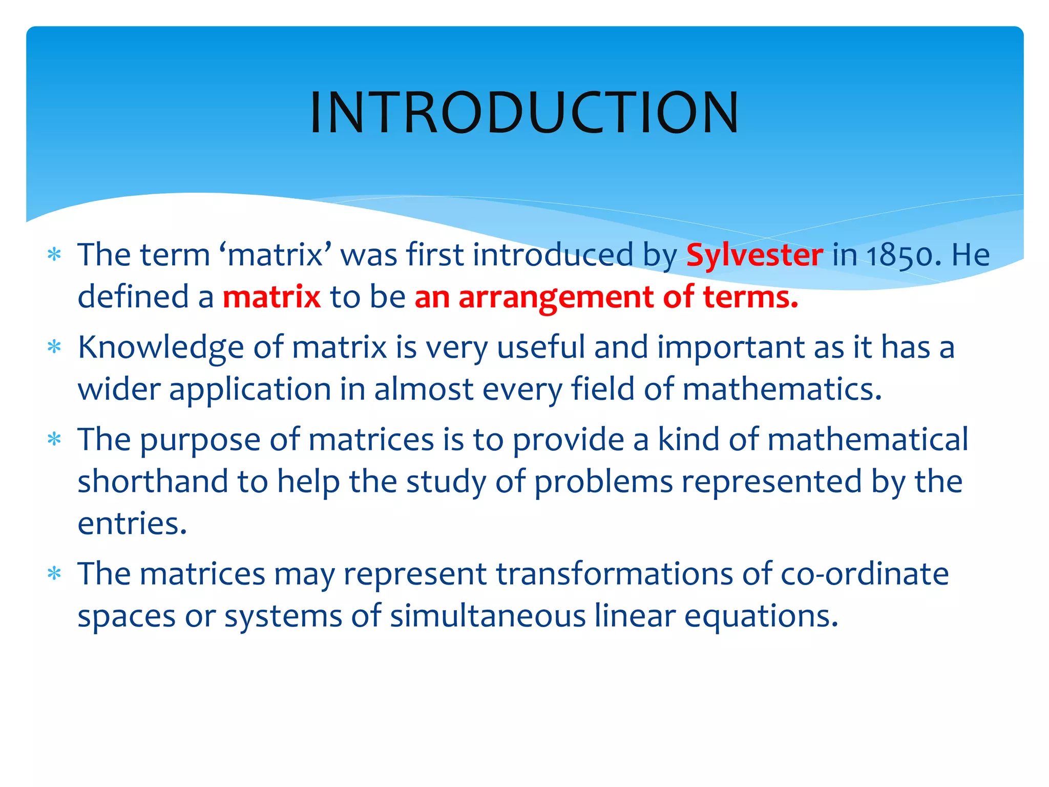 Matrices And Its Applications Pptx Physics Science