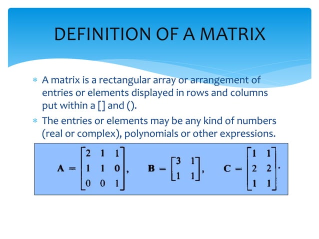 Matrices and its applications | PPTX | Physics | Science