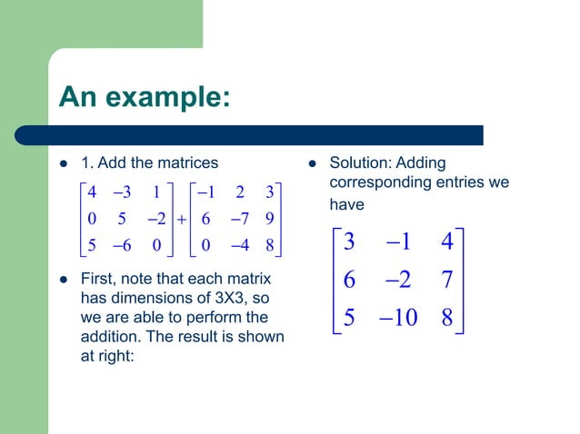 matrices basic operation.ppt | Physics | Science