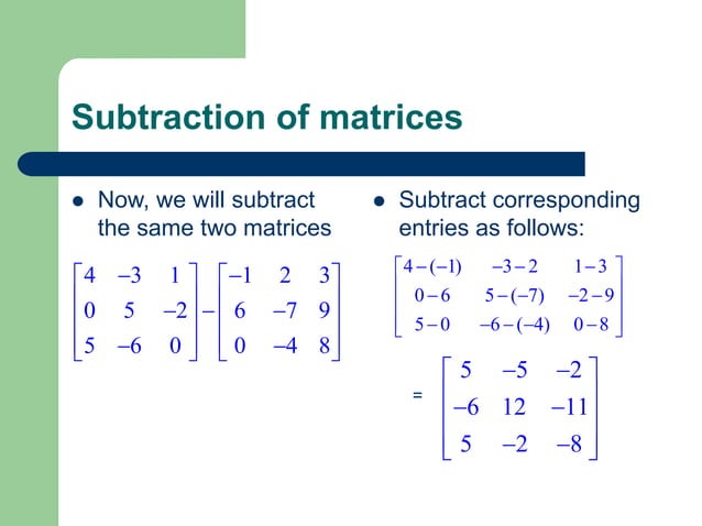 matrices basic operation.ppt | Physics | Science