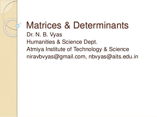Matrices and Determinants | PPTX