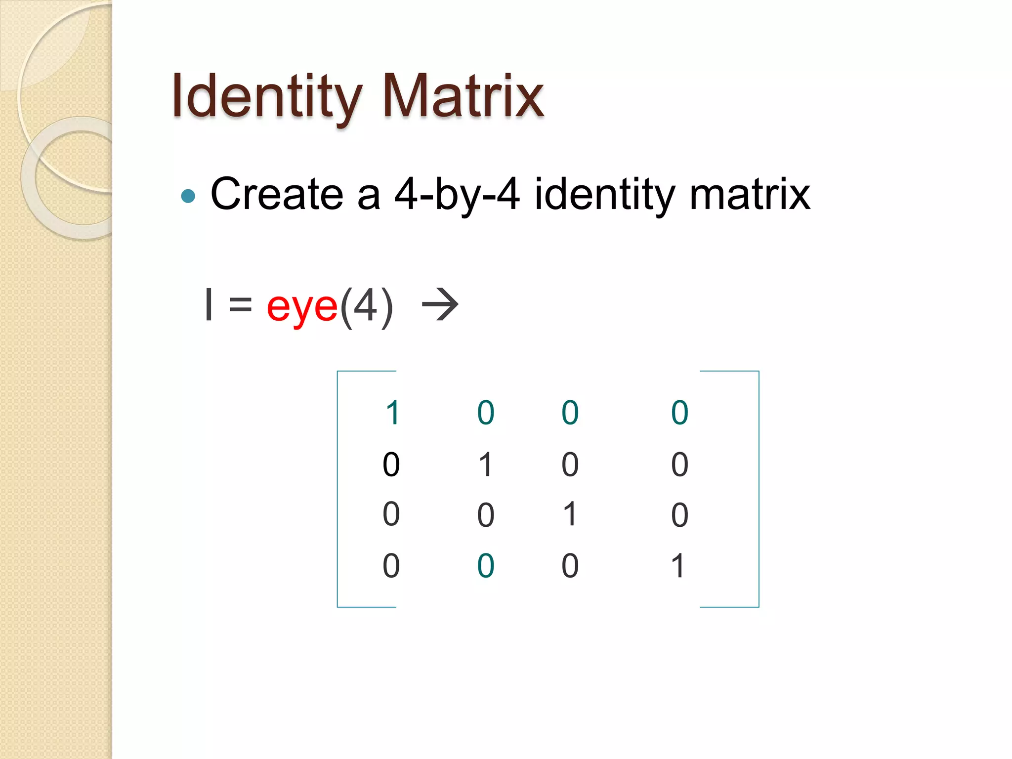 Matrices in matlab | PPTX