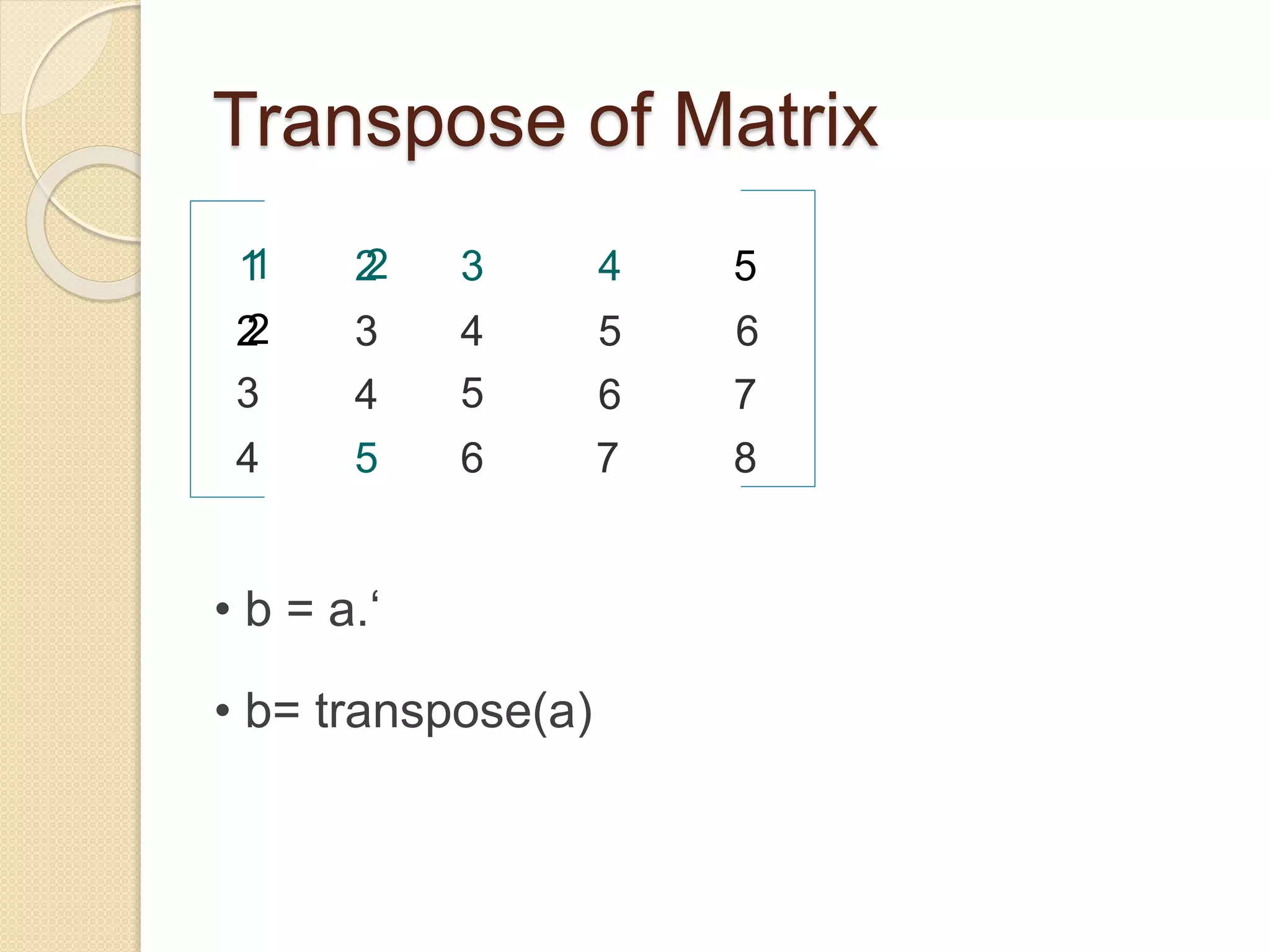 Matrices in matlab | PPTX