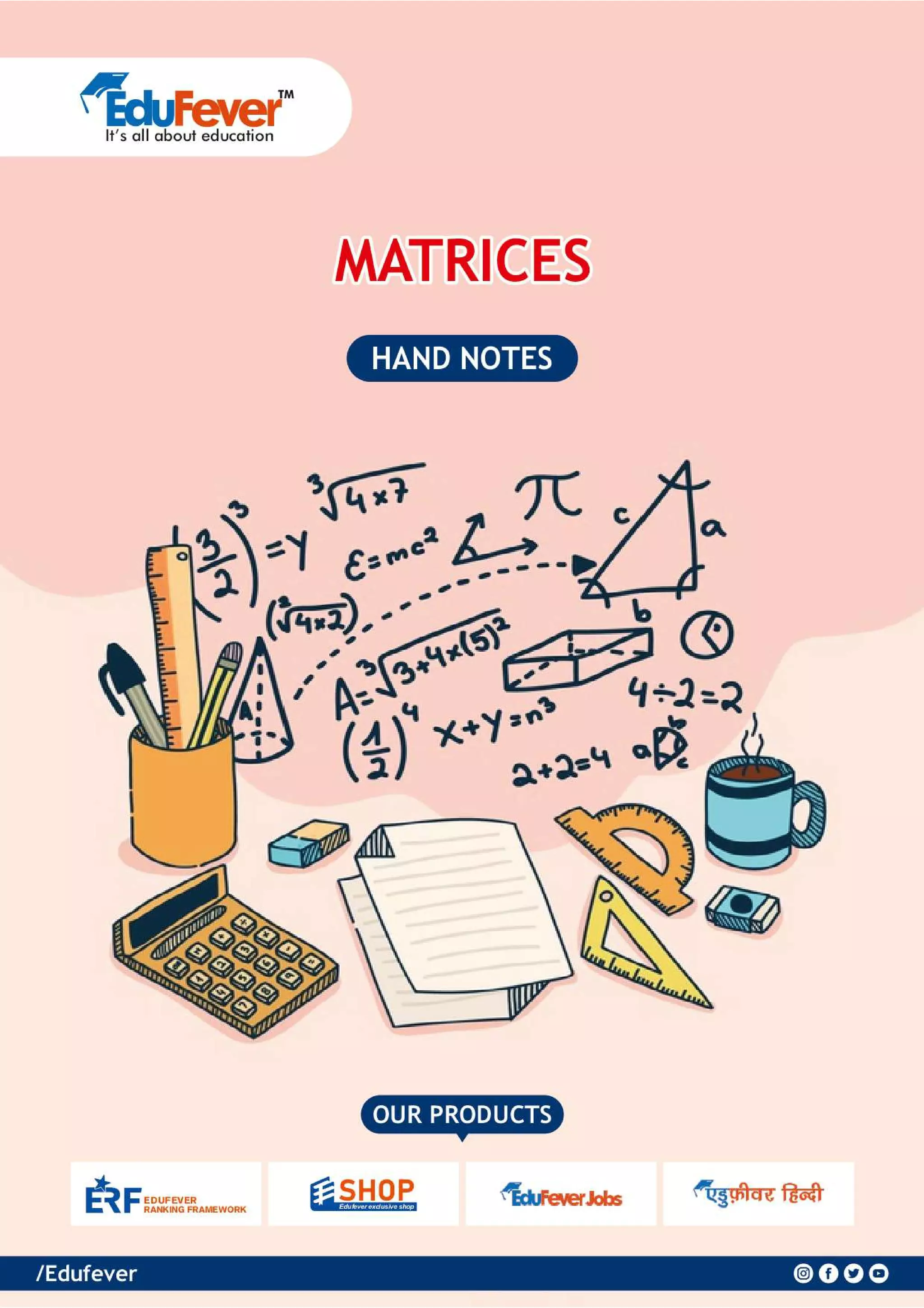 Matrices - Mathematics Handwritten Notes | PDF