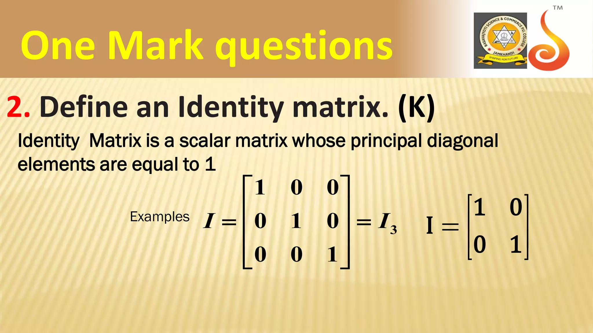 Matrices Questions & Answers | PDF | Physics | Science
