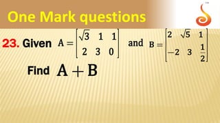 Matrices Questions & Answers | PDF