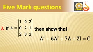Matrices Questions & Answers | PDF