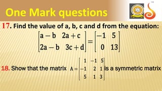 Matrices Questions & Answers | PDF