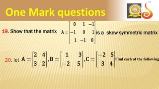 Matrices Questions & Answers | PDF