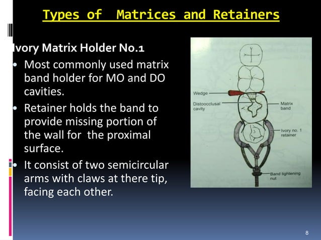 Matrices, retainers, wedges and separators | PPT | Dental Health ...