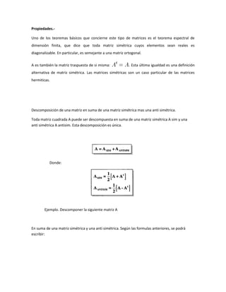 Matrices simétricas y anti simétrica | DOCX