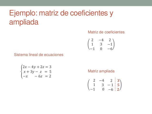 Matrices: sistemas lineales