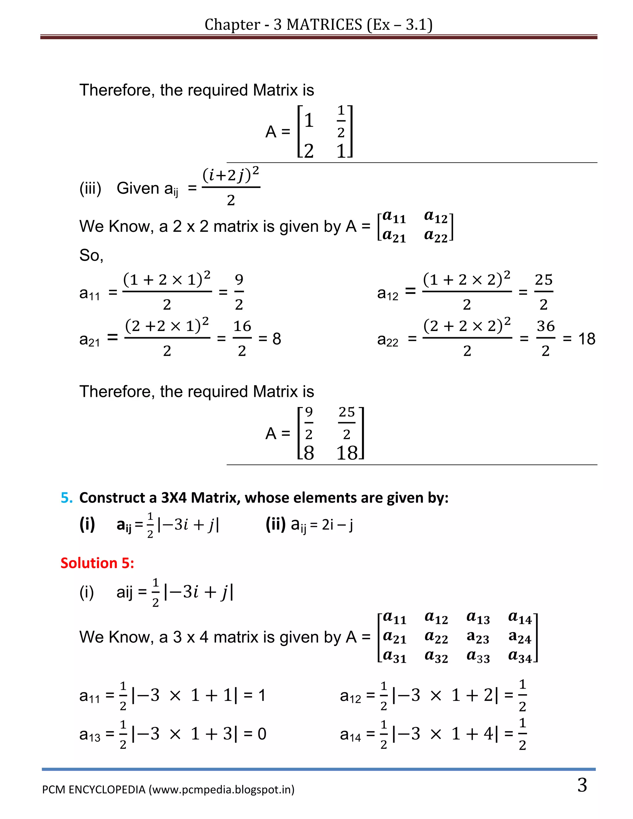 Matrices solved ex 3.1 | PDF